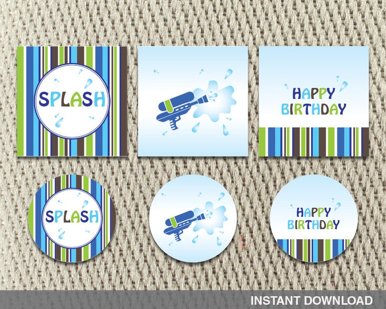 Favor Tags Stickers Water Gun Birthday Pool Party - Etsy