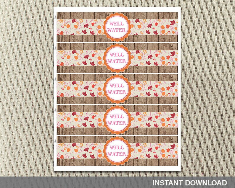 Water Bottle Labels - Vintage-rustic -leaves and Autumn Hayride - Farm ...