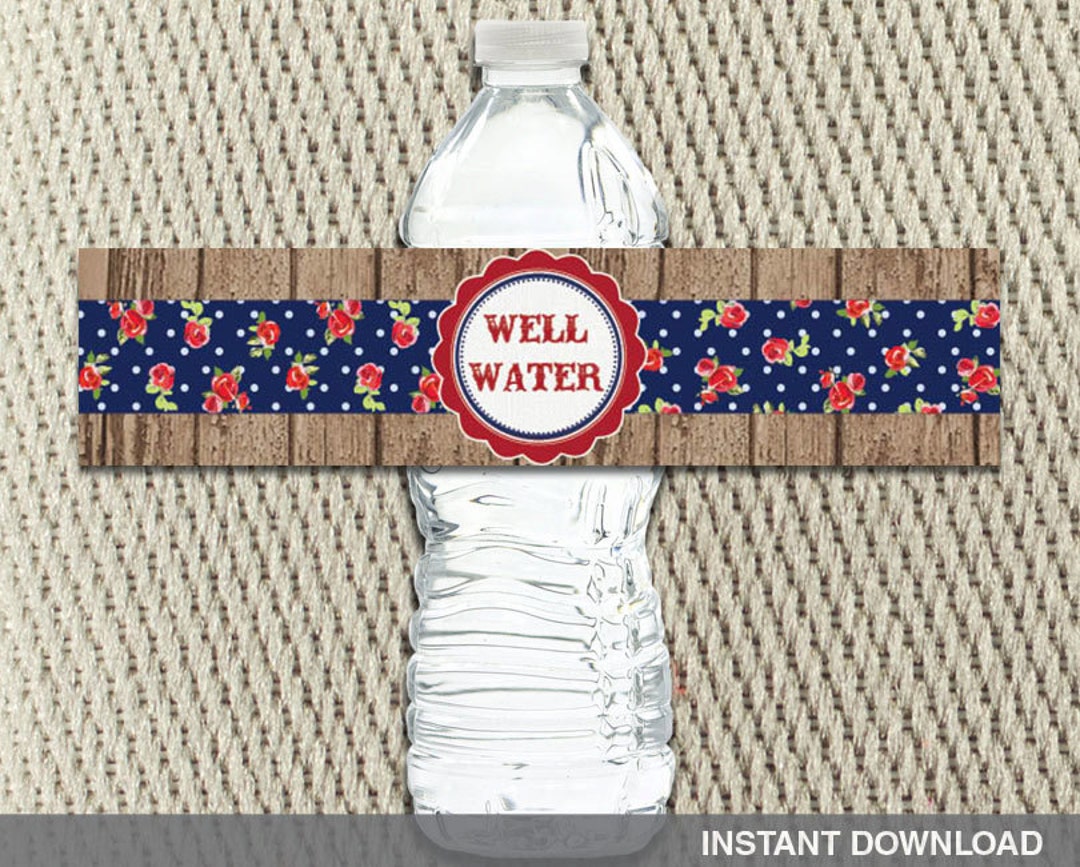 Water Bottle Labels - County Fair - Farm - Fall - Navy- Red -patriotic ...