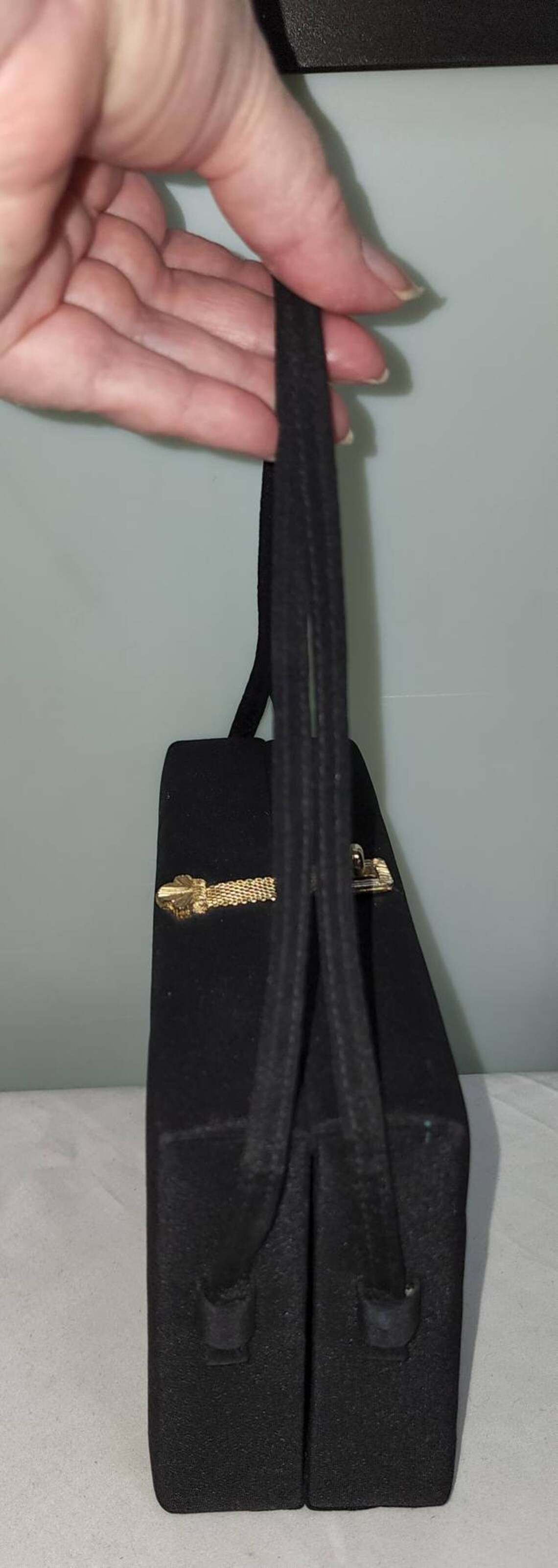 Vintage Box Purse 1950s Small Black Fabric Rectangular Box - Etsy