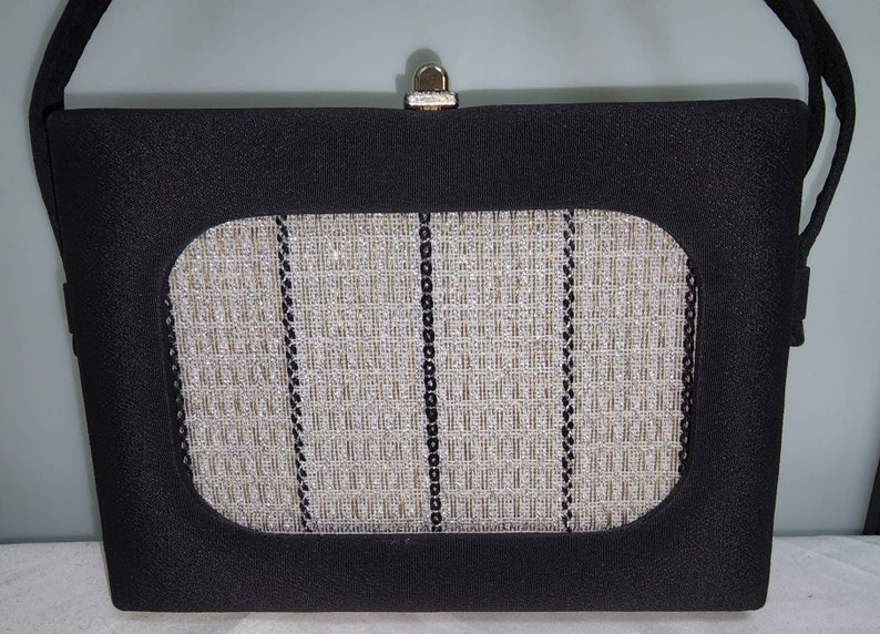 Vintage Box Purse 1950s Small Black Fabric Rectangular Box - Etsy