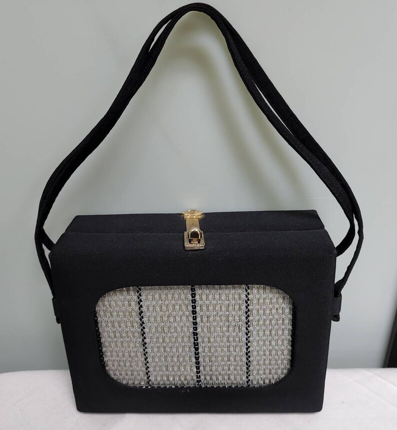 Vintage Box Purse 1950s Small Black Fabric Rectangular Box - Etsy