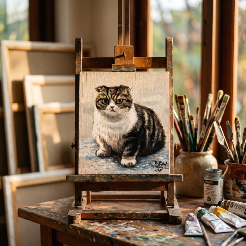 Custom Full Body Pet Portrait Painting: Impressionist Acrylic Cat, Dog ...
