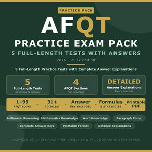 AFQT Practice Tests | 5 Full-length Exams, 525 Questions | ASVAB Prep ...