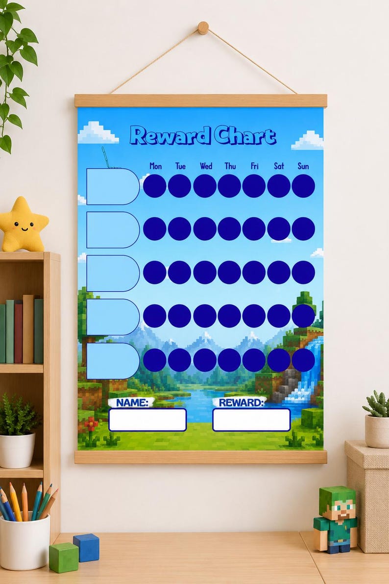 Pixel Reward Chart for Kids | Reusable Behavior Tracker (digital ...
