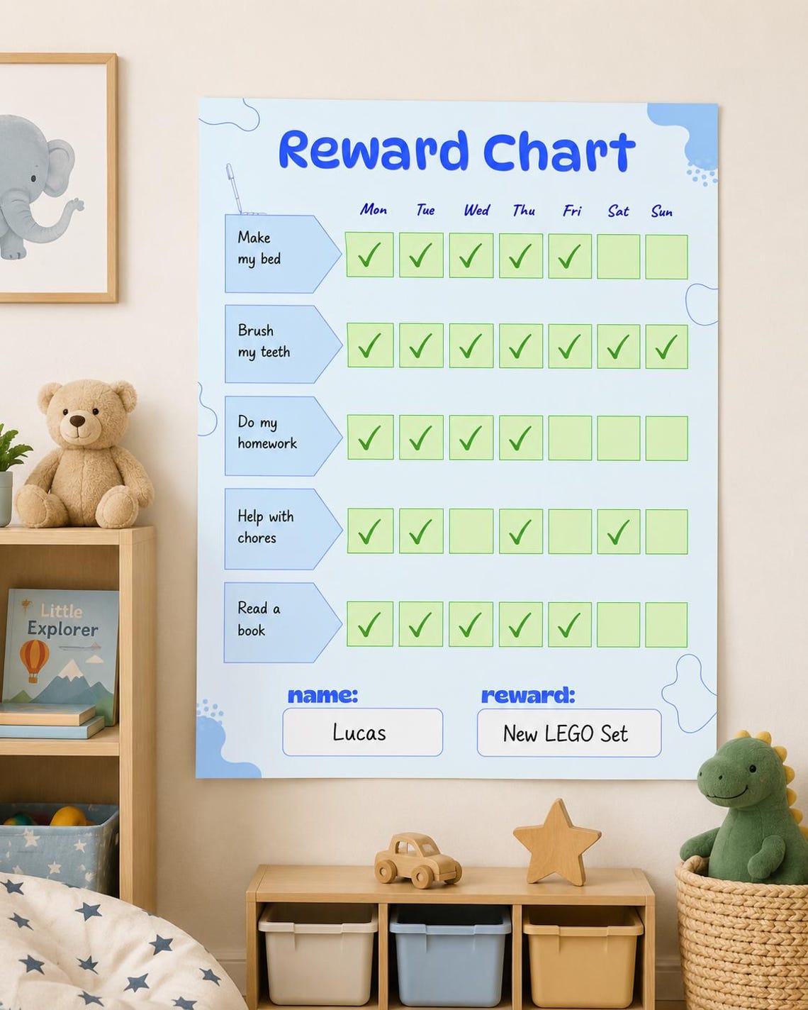 Kids Reward Chart Printable, Chore Chart for Kids, Daily Routine ...