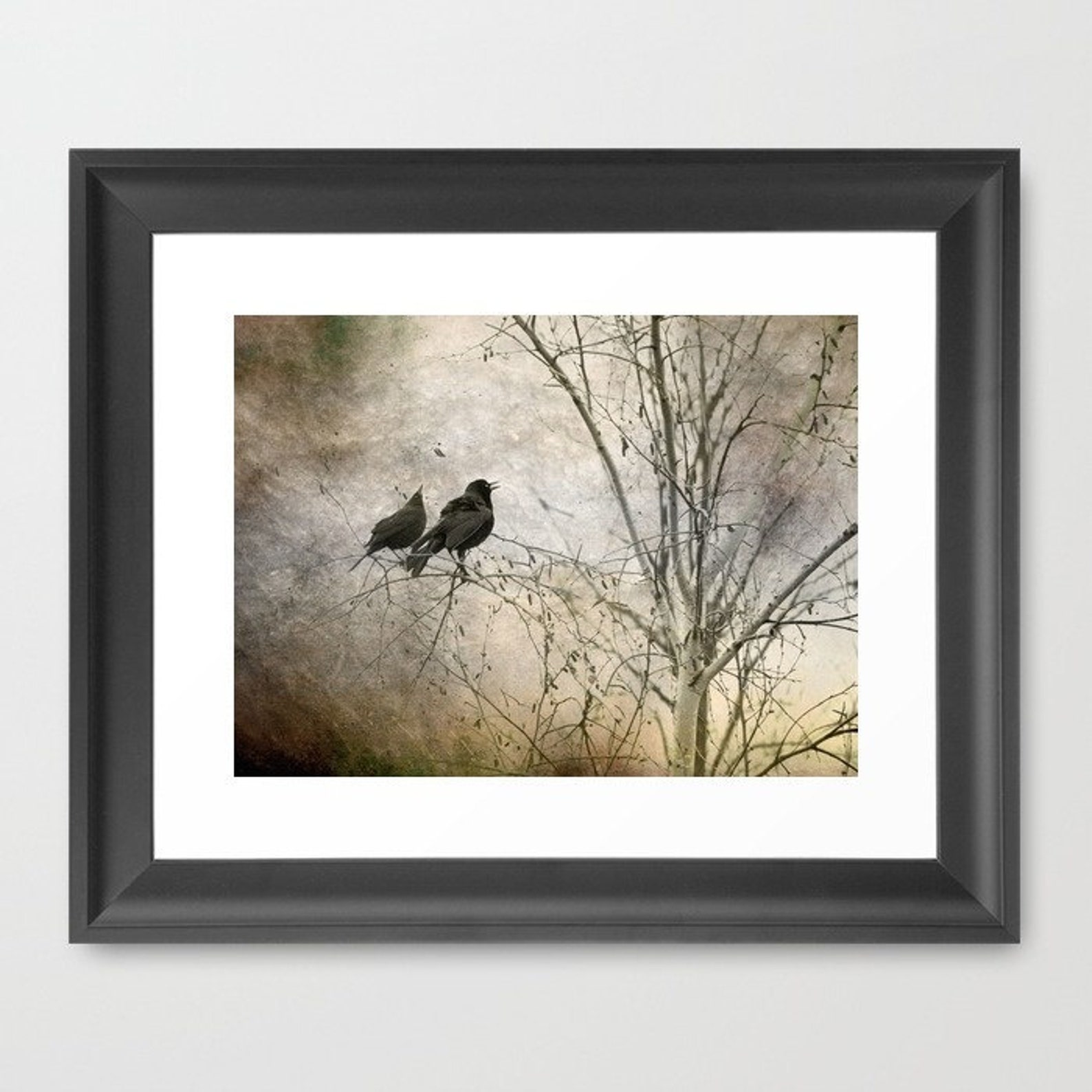 Blackbird Print, Pair of Blackbirds, Surreal, 2 Blackbirds, Two Black ...