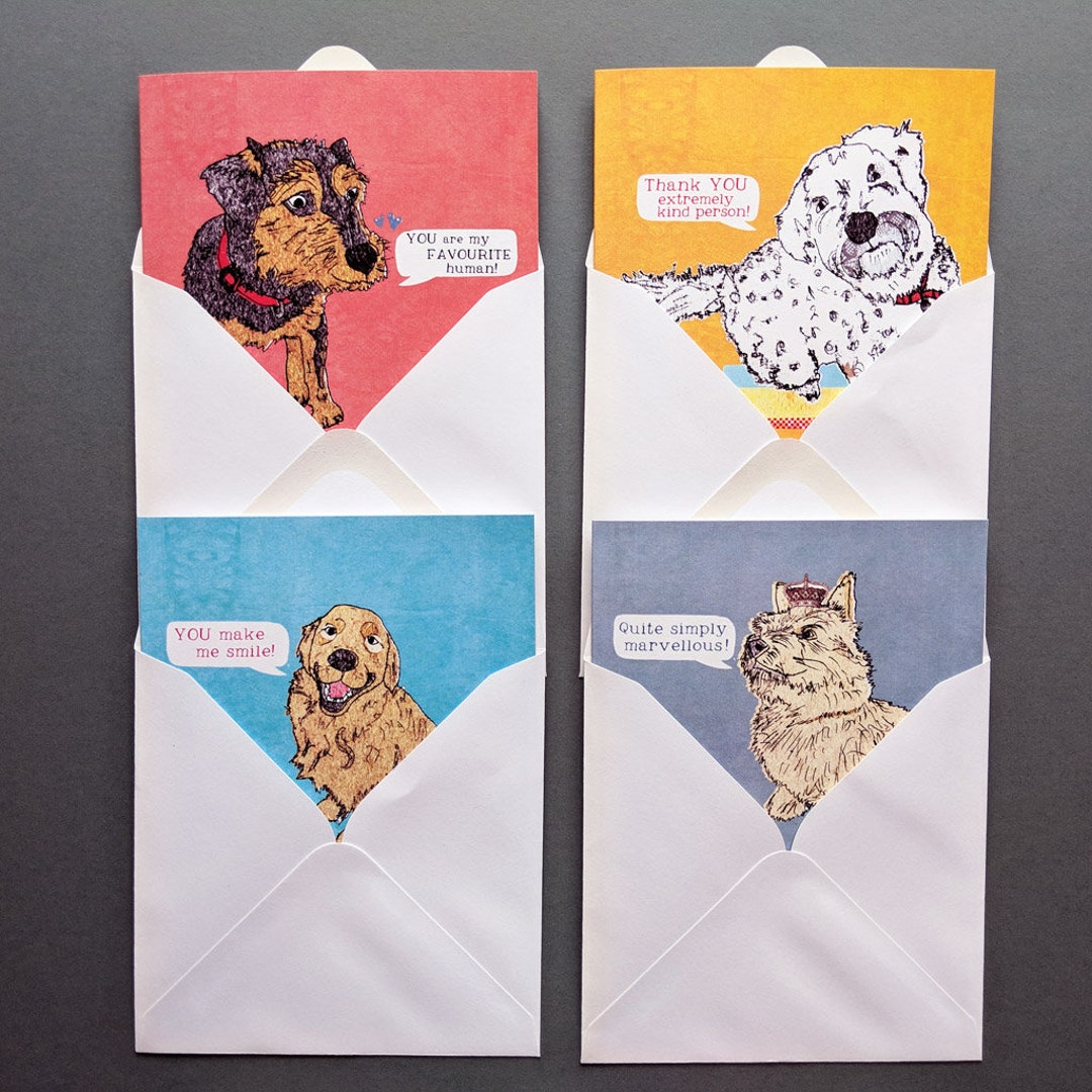 Recycled Dog Breed Cards, Alice Palace Illustrations (set of 4) - Etsy