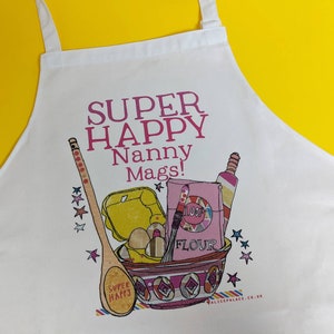 Personalised Super Happy Nanny Apron - Etsy