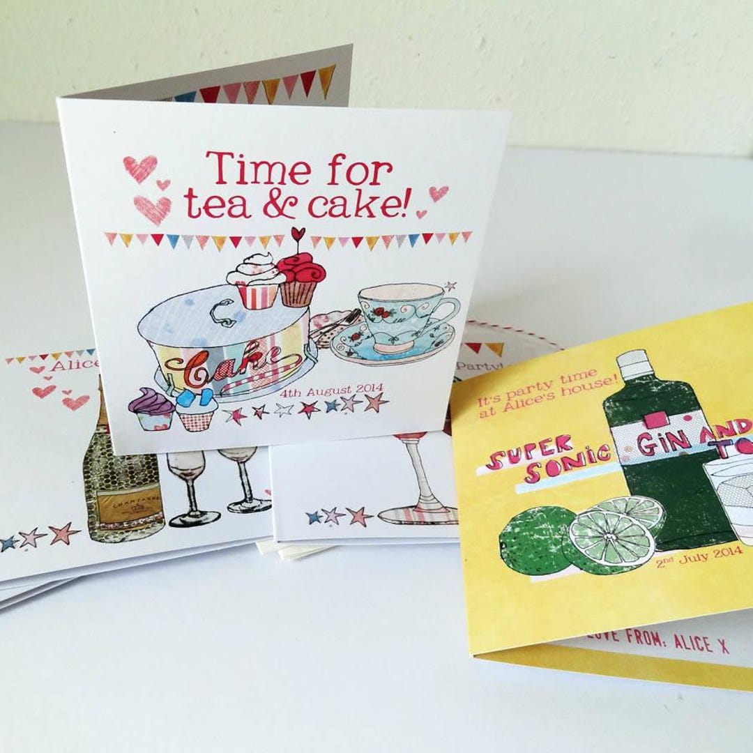 Personalized Gin & Tonic Birthday Party Invitations: Recycled Card Set ...