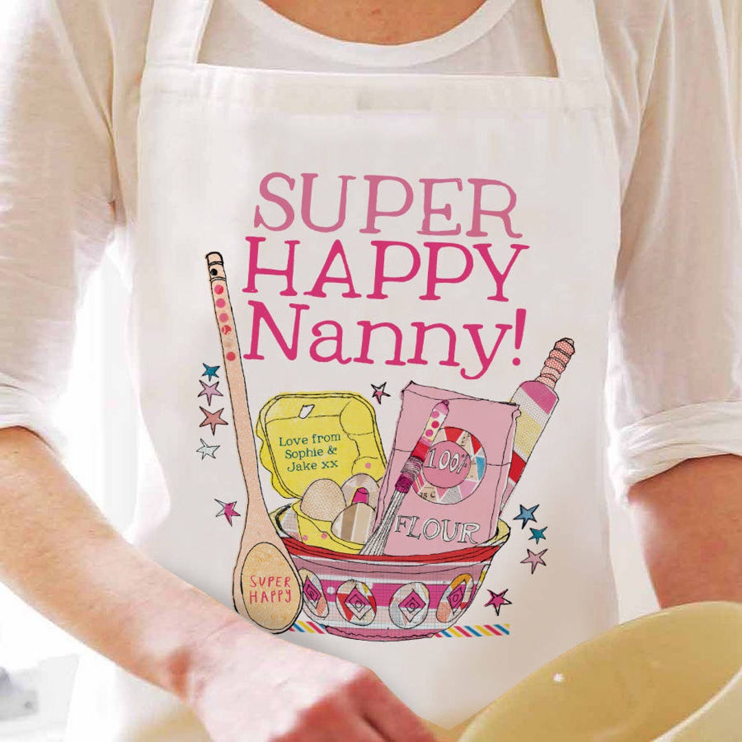 Personalised Super Happy Nanny Apron - Etsy