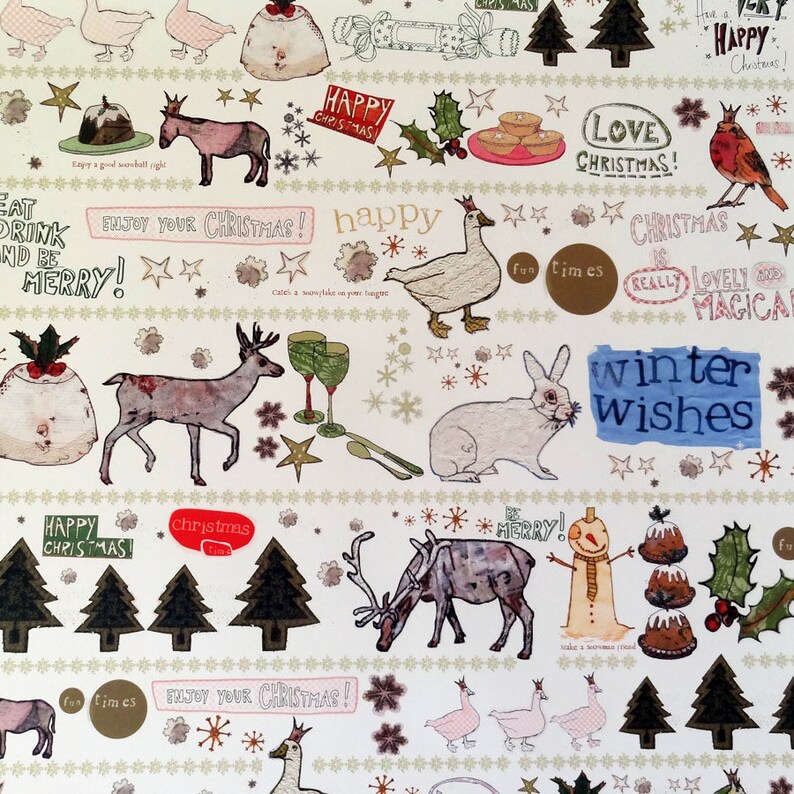 Love Christmas Wrapping Paper and Matching Tags Set, Recycled Paper ...
