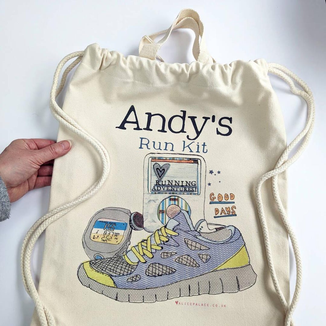 Personalized Run Kit Bag: Brushed Cotton Canvas Running Gift - Etsy