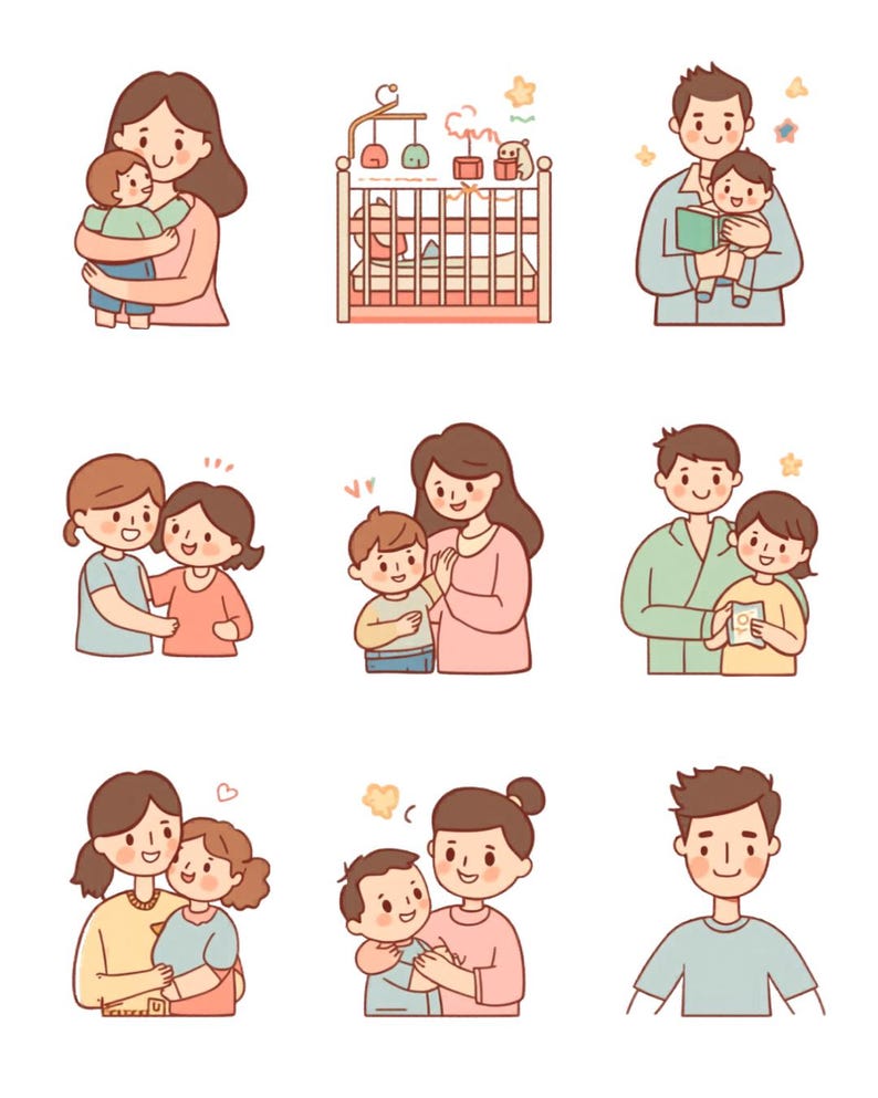 Parenting Clipart Bundle | 50 Cute Cartoon Family PNG Illustrations ...
