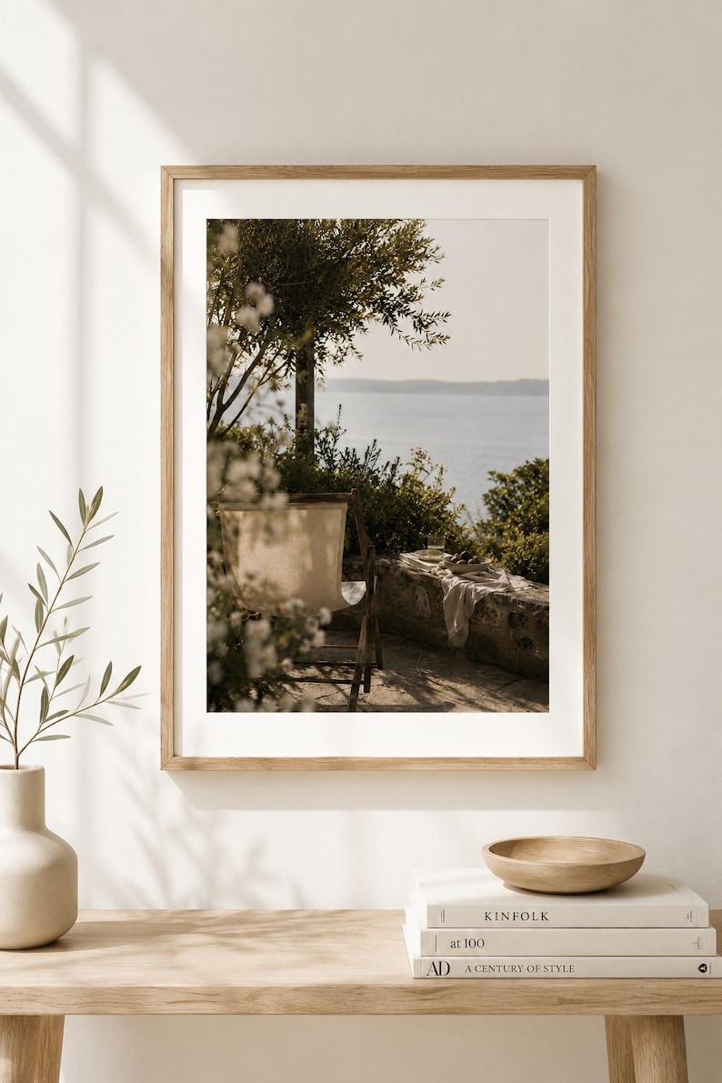 Mediterranean Garden Print, Olive Tree Coastal Landscape, Europe and ...