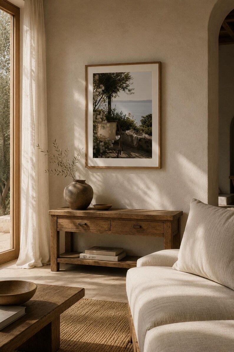 Mediterranean Garden Print, Olive Tree Coastal Landscape, Europe and ...