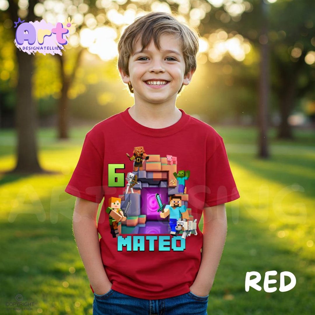 Custom Game Birthday Shirt Mine Birthday Party Theme Personalized ...