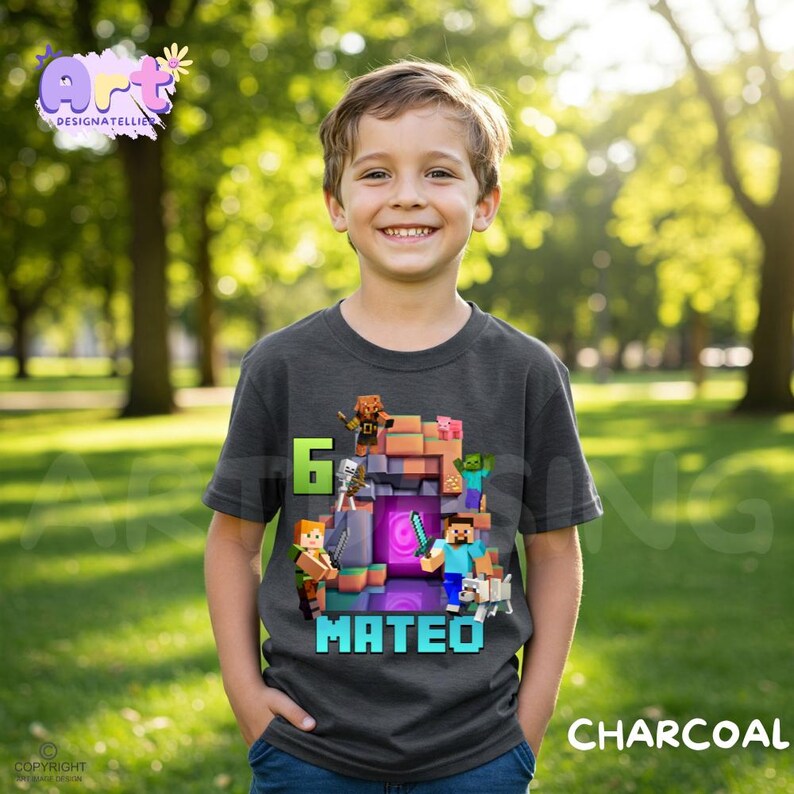 Custom Game Birthday Shirt Mine Birthday Party Theme Personalized ...