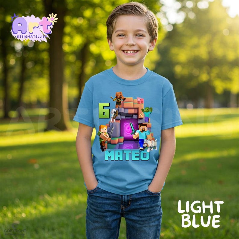 Custom Game Birthday Shirt Mine Birthday Party Theme Personalized ...