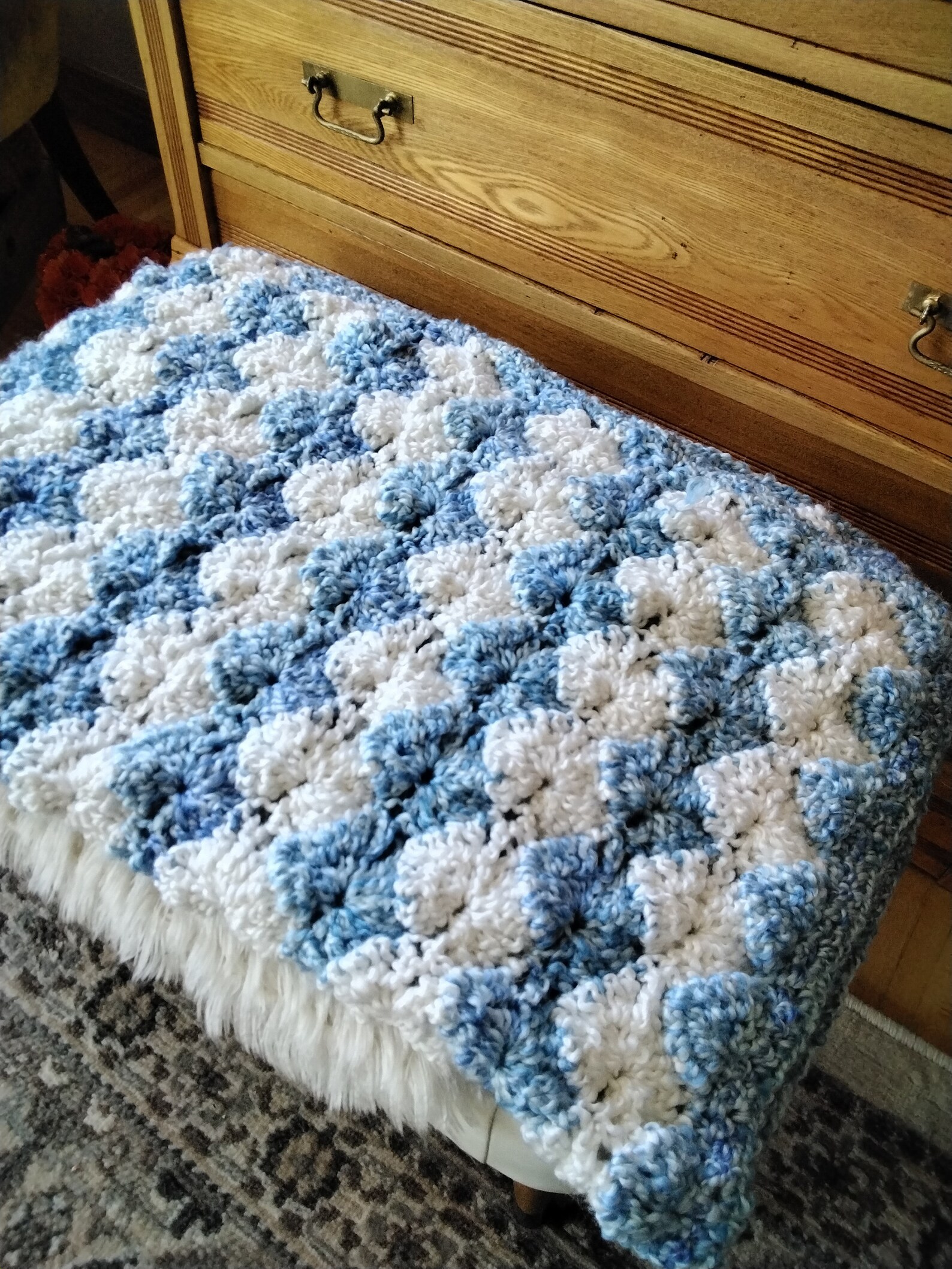 Blue and White Star Crochet Blanket Pattern crochet Baby - Etsy