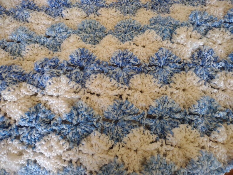Blue and White Star Crochet Blanket Pattern crochet Baby - Etsy