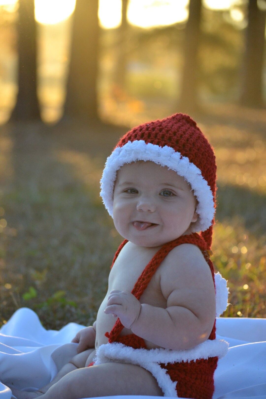 Baby Santa Hat Crochet Baby Hat Santa With Diaper Cover Christmas Baby ...