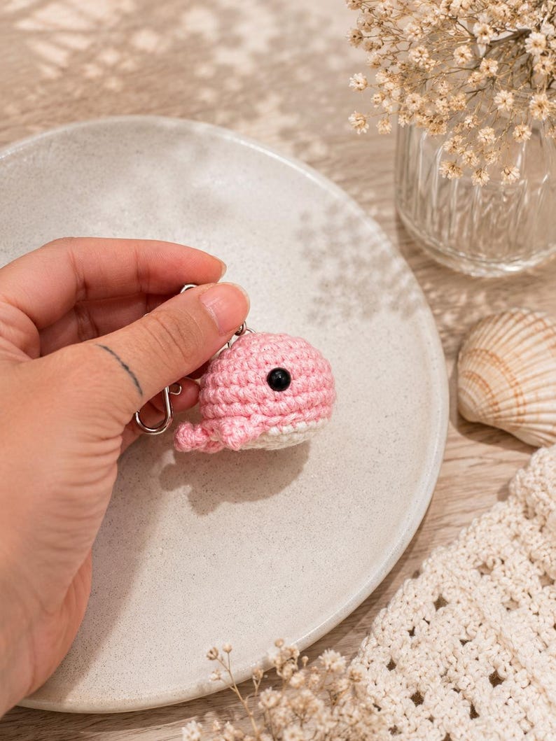 Handmade Mini Amigurumi Whale Bag Charm - Etsy