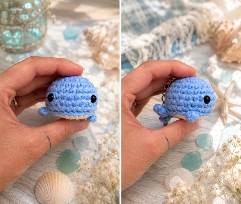 Handmade Mini Amigurumi Whale Bag Charm - Etsy