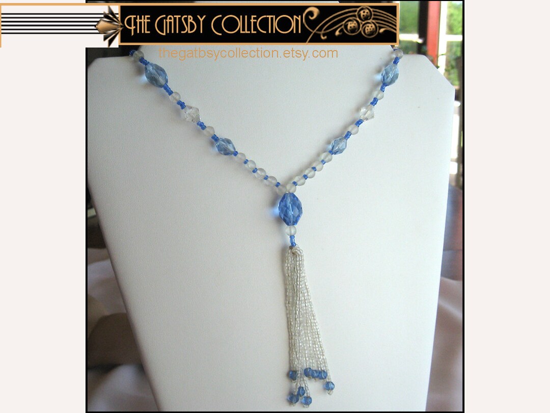 Vintage 1920s Art Deco Crystal Tassel Flapper Necklace Gatsby Downton ...