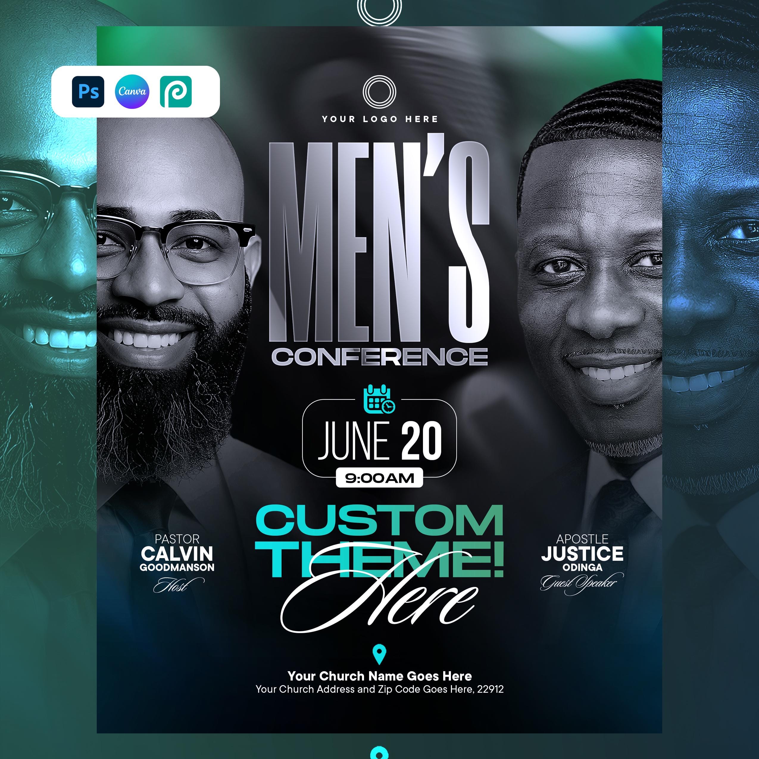 Men's Conference Flyer Template | Editable Canva & Photoshop PSD ...