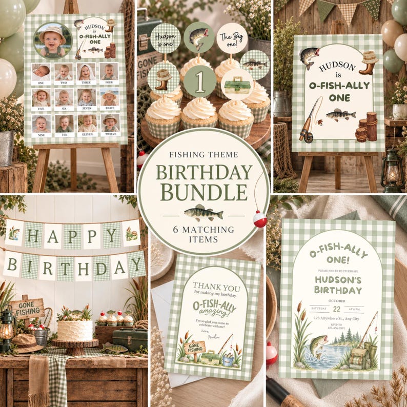 Fishing Birthday Party Bundle, Editable Fishing Birthday Decor, Gone ...