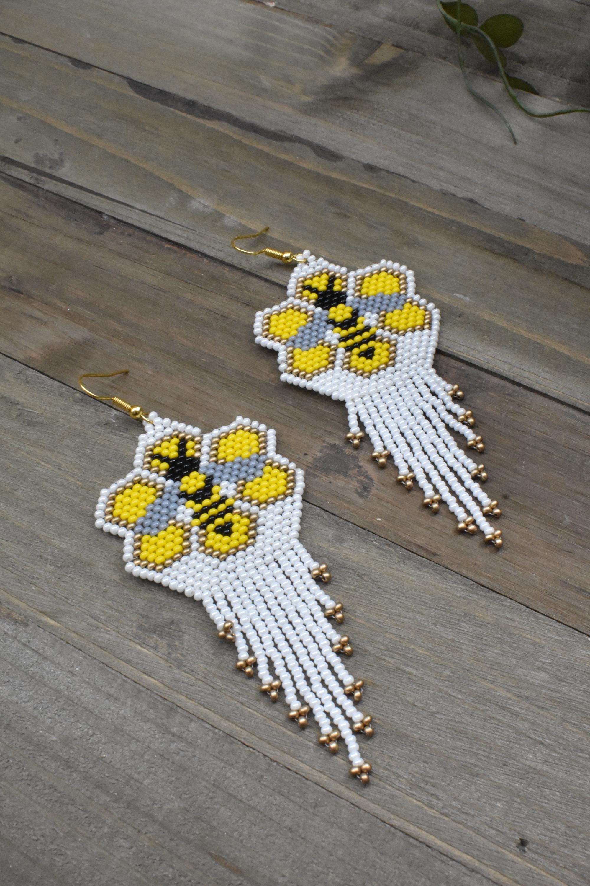 Beaded Honey Bee Earrings: Miyuki Seed Beads, 18k Gold - Etsy