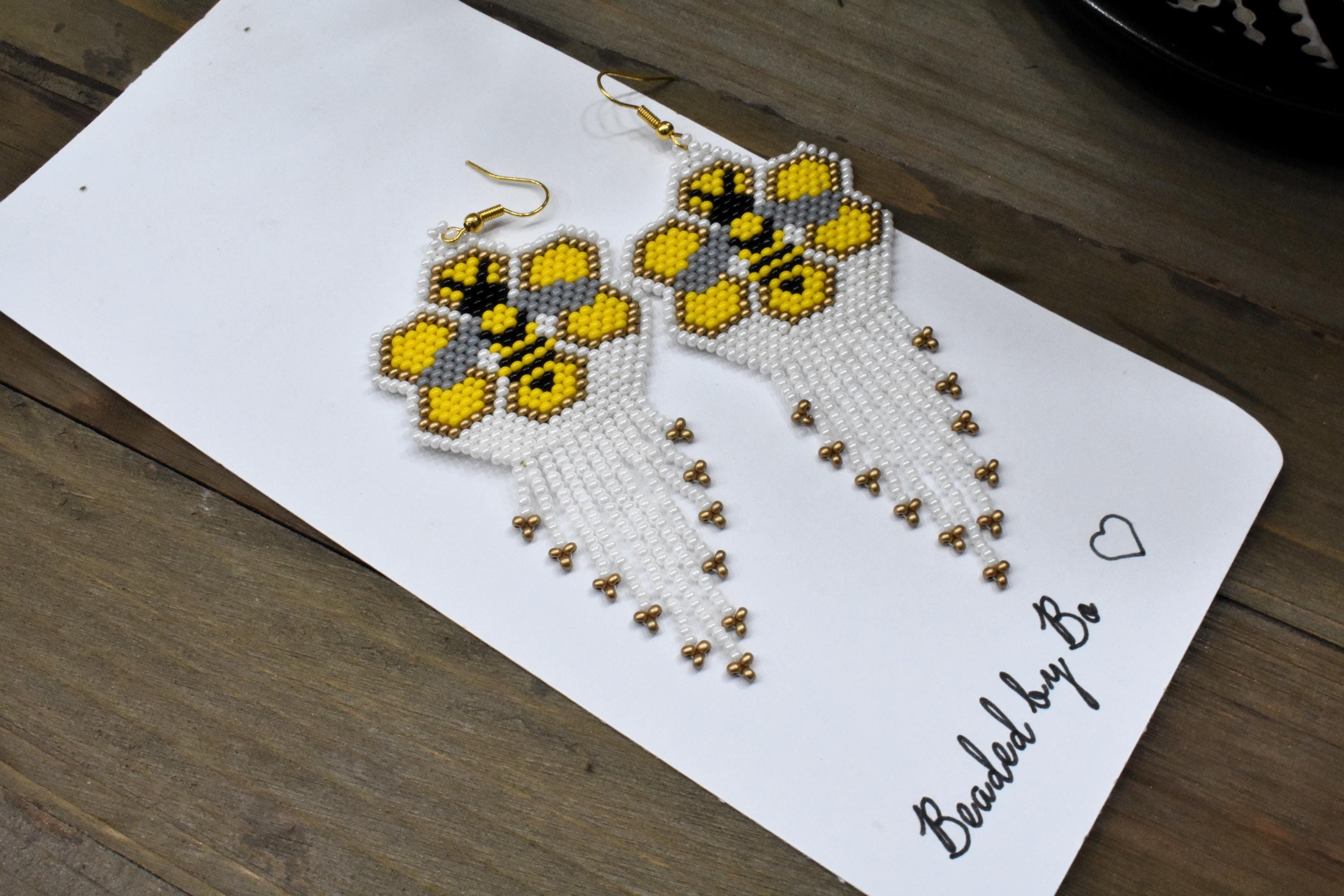 Beaded Honey Bee Earrings: Miyuki Seed Beads, 18k Gold - Etsy