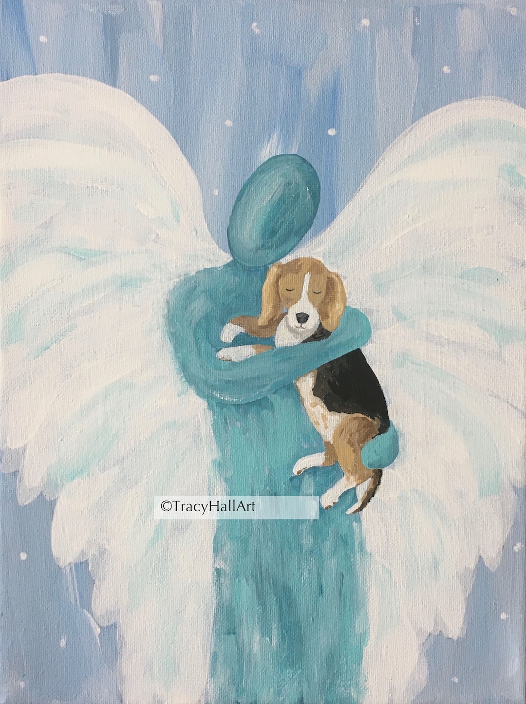 Beagle Angel Art Print: Pet Loss Memorial Gift (8x10) - Etsy