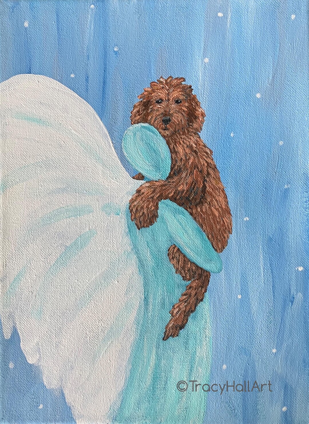 Red Goldendoodle Labradoodle Teddy Bear Doodle Art Print Pet Memorial ...
