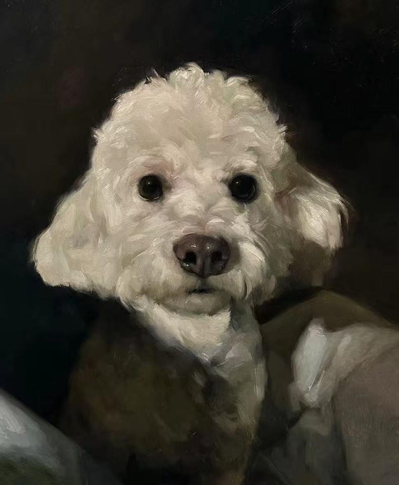 Custom Oil Dog Portrait Painting From Photo, Stretched Canvas Pet Art ...