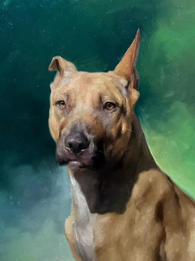 Custom Oil Dog Portrait Painting From Photo, Stretched Canvas Pet Art ...