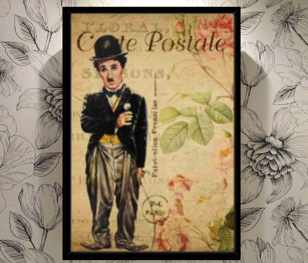 16x20 Canvas - Wall Decor, Charlie Chaplin - Vintage French Post Card ...