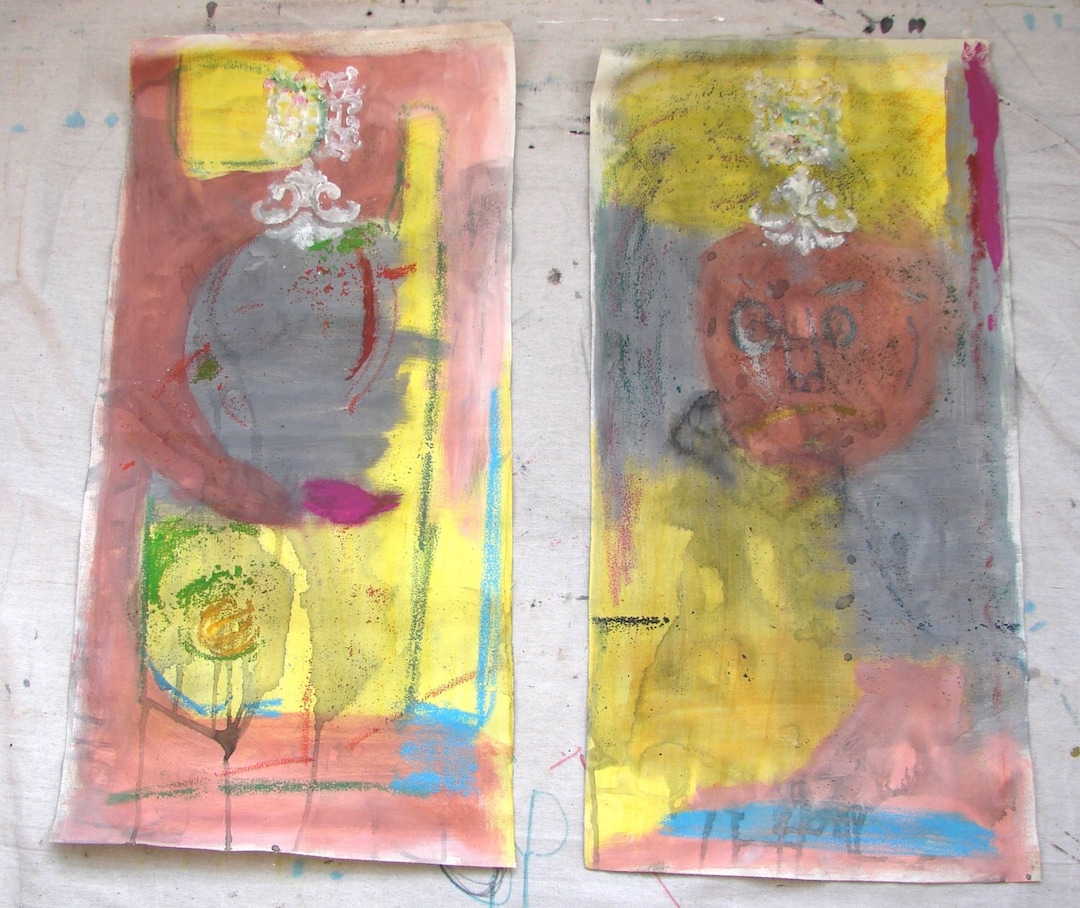 Yellow Abstract Painting Abstract Art Acrylic Original Painting Diptych ...