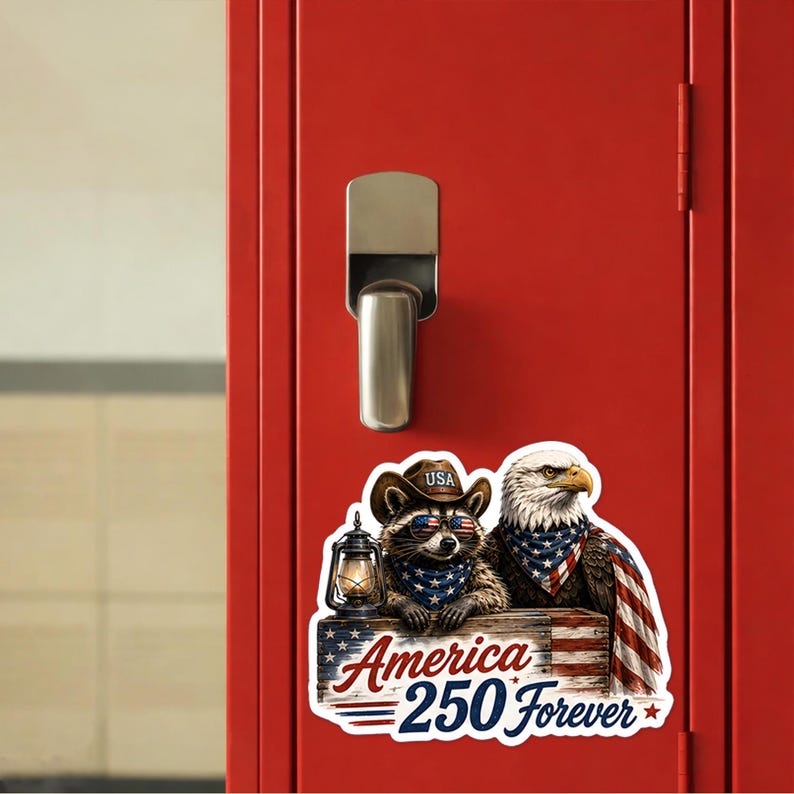 USA Patriotic Animal Sticker, Eagle and Raccoon Decals, Fourth of July ...