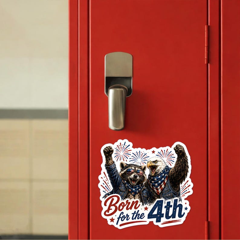 USA Patriotic Animal Sticker, Eagle and Raccoon Decals, Fourth of July ...