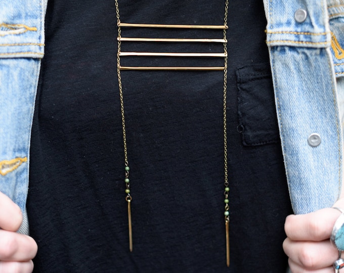 Selene Brass Ladder Necklace With Turquoise- Native Inspired - Etsy