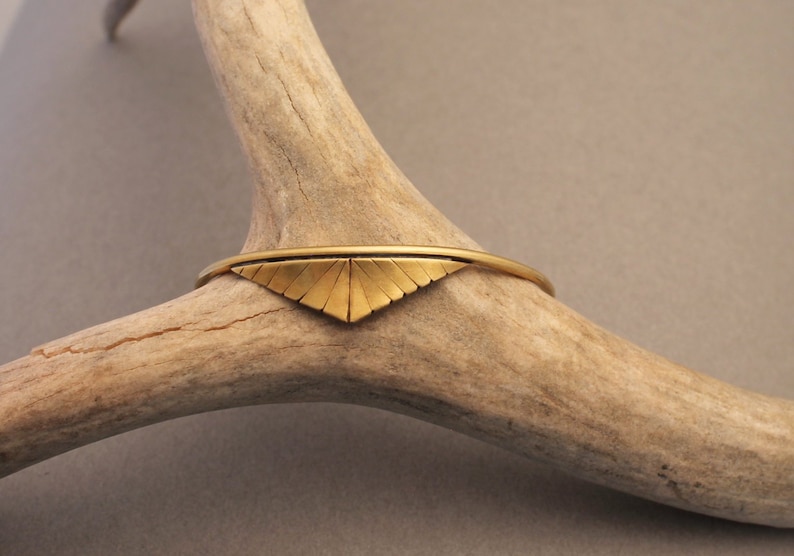 Indra simple feather blade cuff bracelet in brass or sterling | Etsy