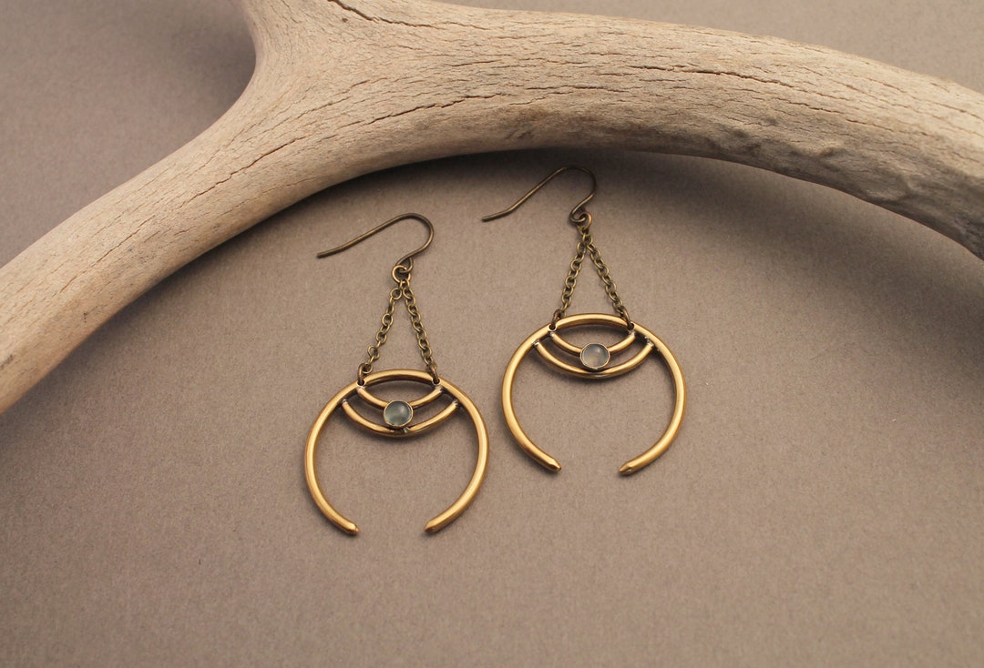 Terra Naja Modern Squash Blossom Earrings in Brass or Sterling With ...
