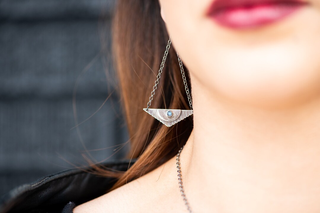 Indra Modern Geometric Thunderbird Earrings in Brass or Sterling With ...