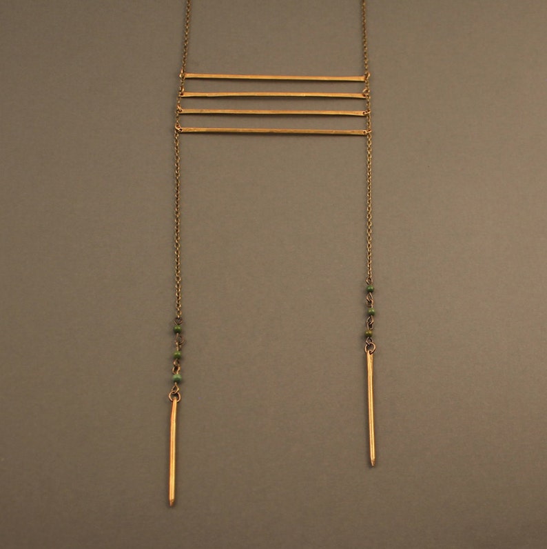 Selene Brass Ladder Necklace With Turquoise- Native Inspired - Etsy