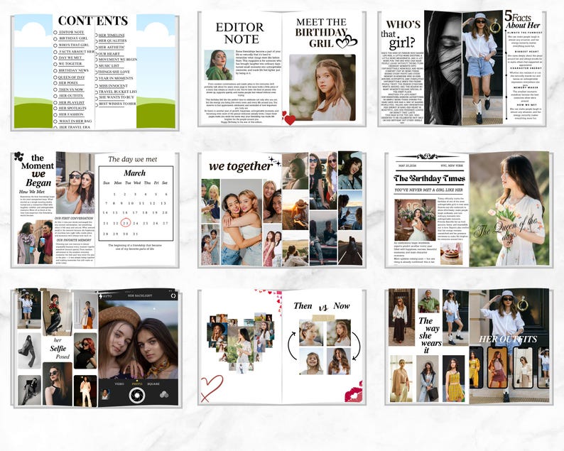 Editable Birthday Magazine Template, Friend Sister Gift, Editable Canva ...