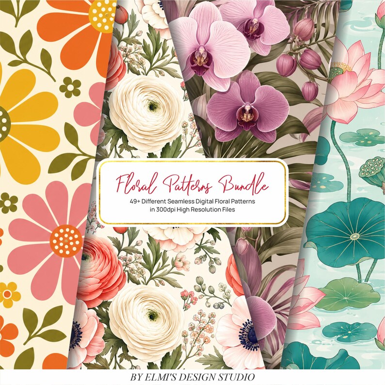 Pastel Floral Seamless Patterns Bundle, 49+ Designs (digital Download ...