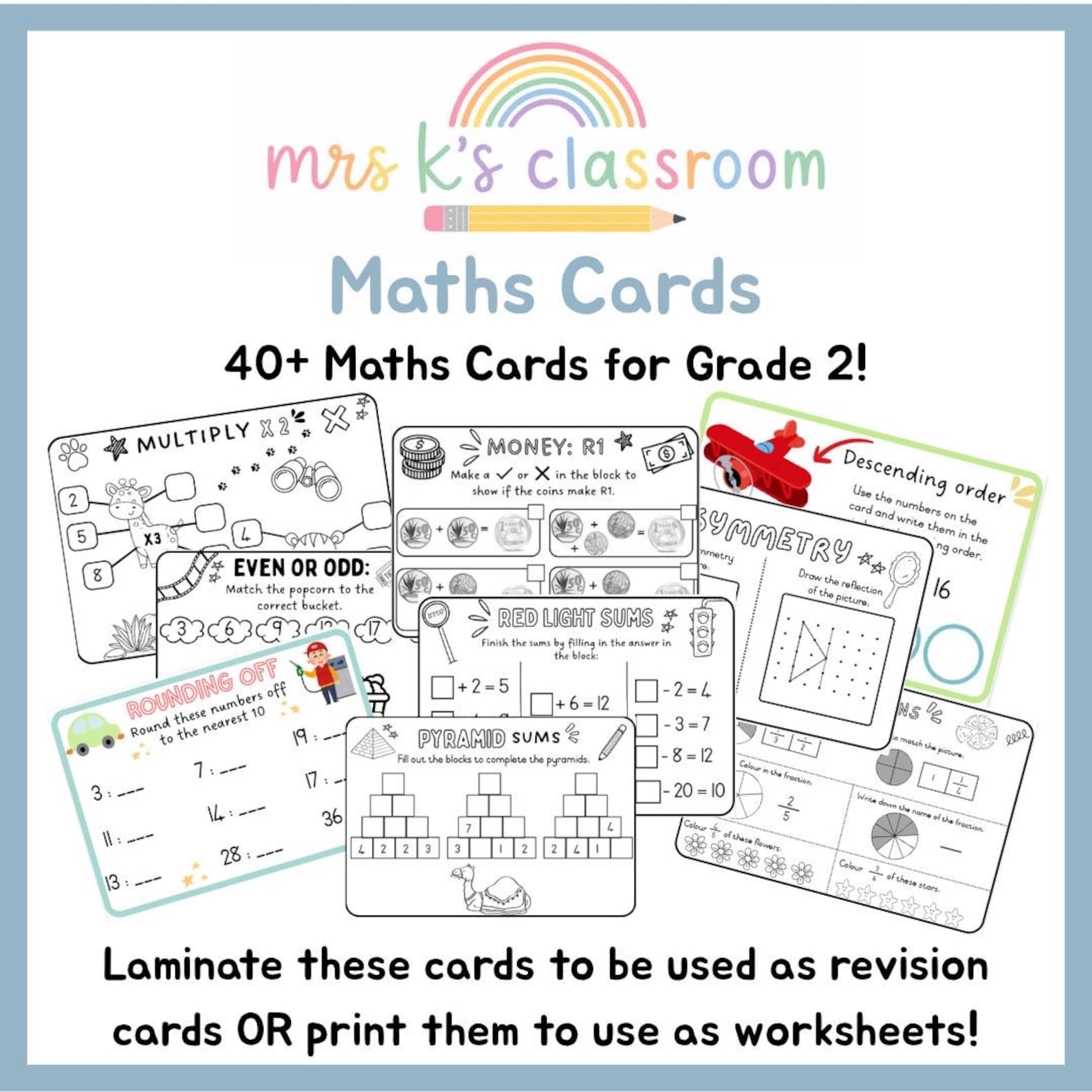 40+ Maths Revision Cards for Grade 2 - Etsy Australia