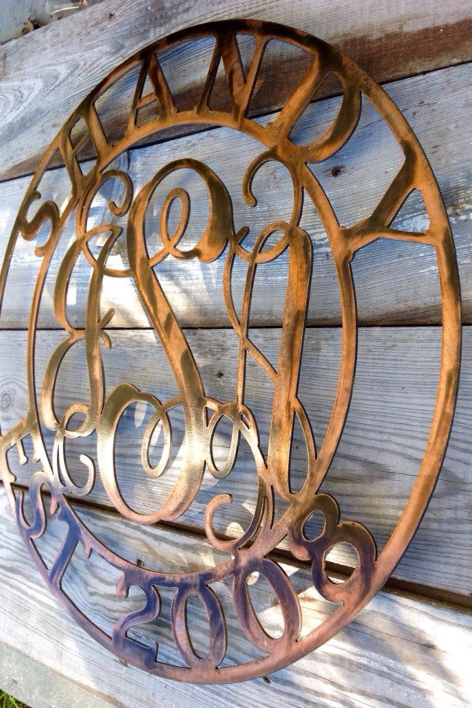 Vine Monogram Customized Copper Plated Metal Steel Wall Mount | Etsy